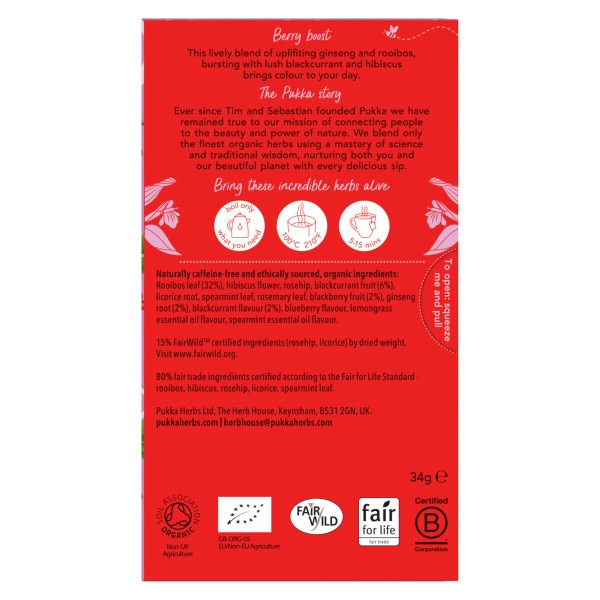 Pukka Herbs | Morning Berry Tea Bags (20) | Carton of 4 | Organic Trader