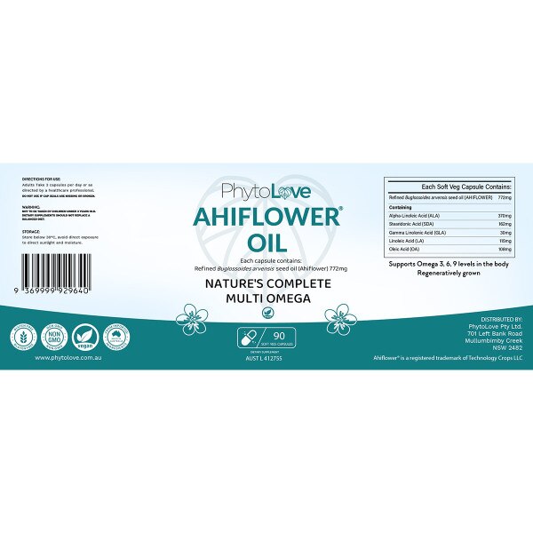 PhytoLove | Ahiflower Oil Complete Omega 90 Vegan Caps | Unit | Organic ...