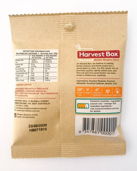 Harvest Box | We Love Nuts 45g | Carton of 10 | Organic Trader